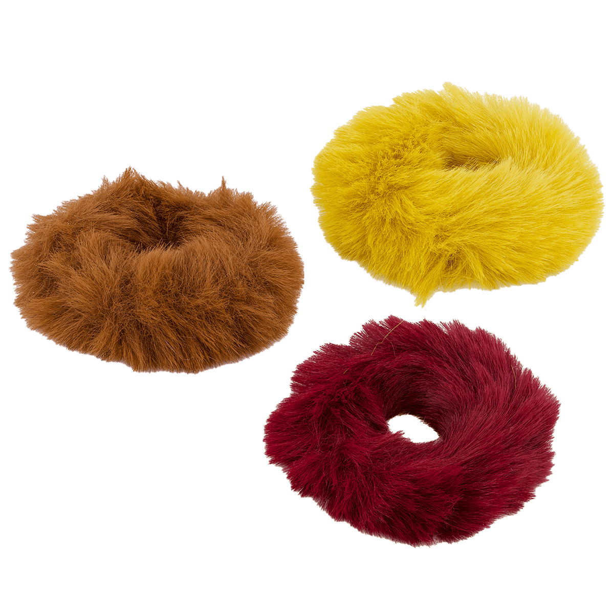 Trisa Accessoires - Scrunchie in Fake Fur, camel, curry and red ...