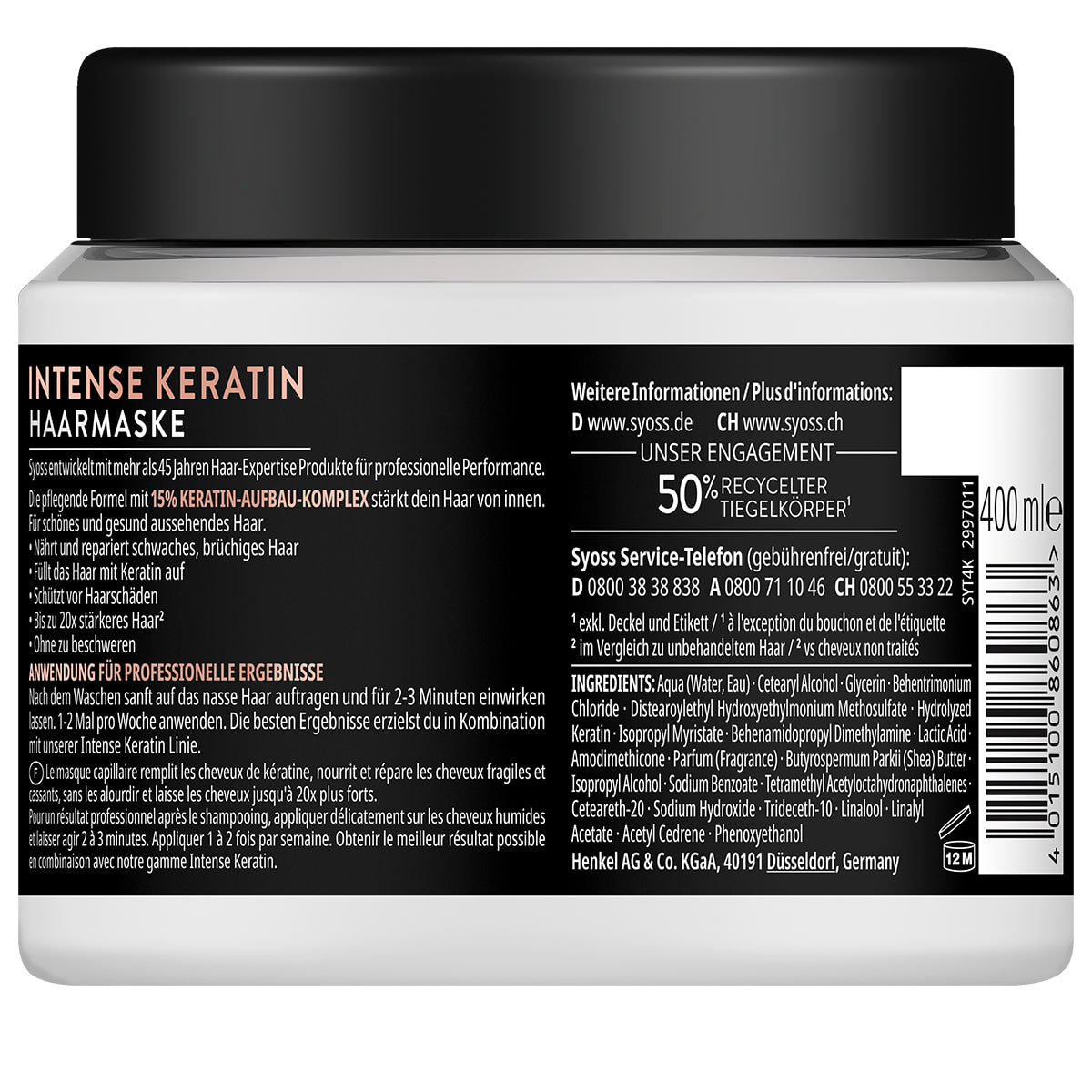 Syoss • Hair Mask Intense Keratin 400 ml • haar-shop.ch