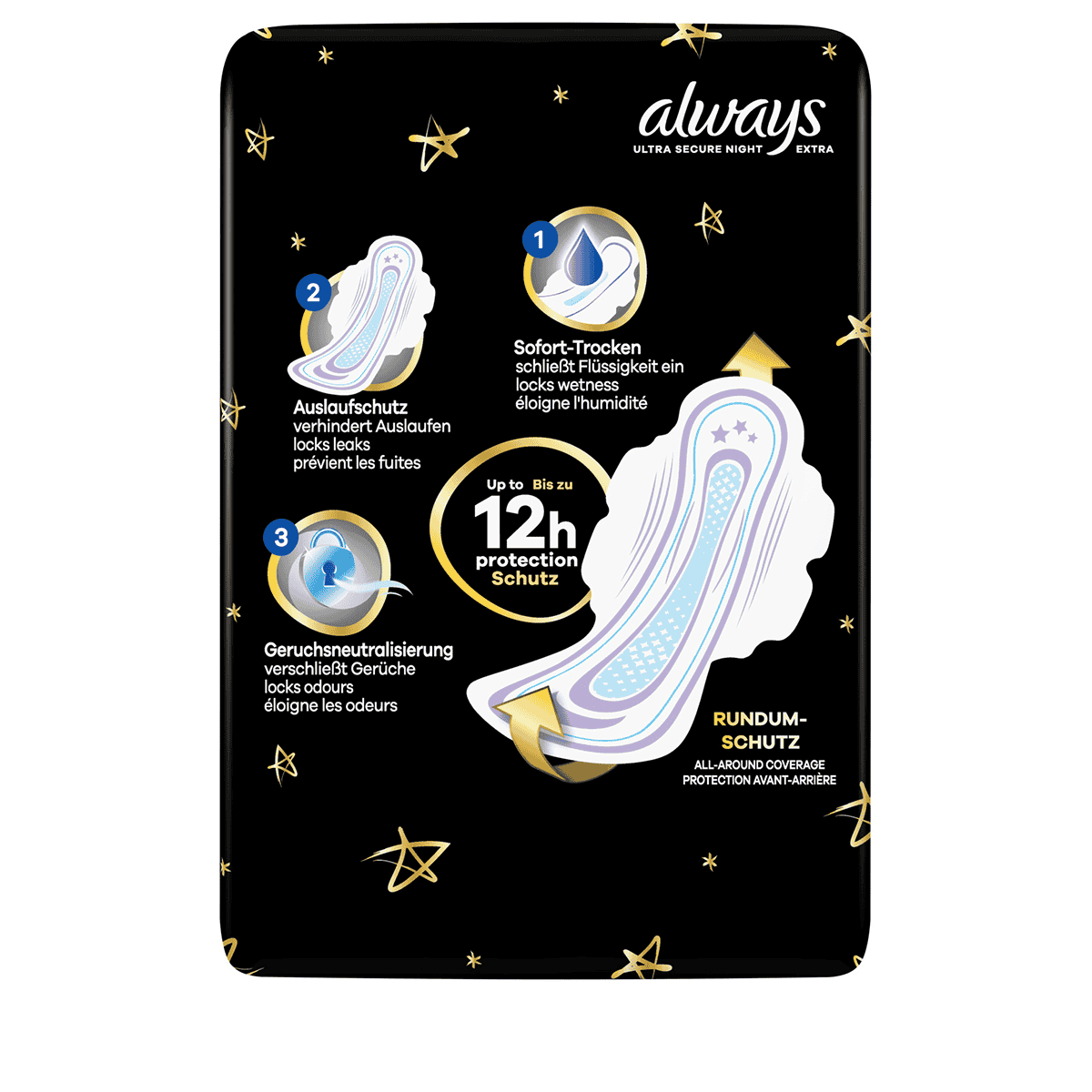 Always • Ultra Binde Secure Night mit Flügeln BigPack 18 Stück • haar ...