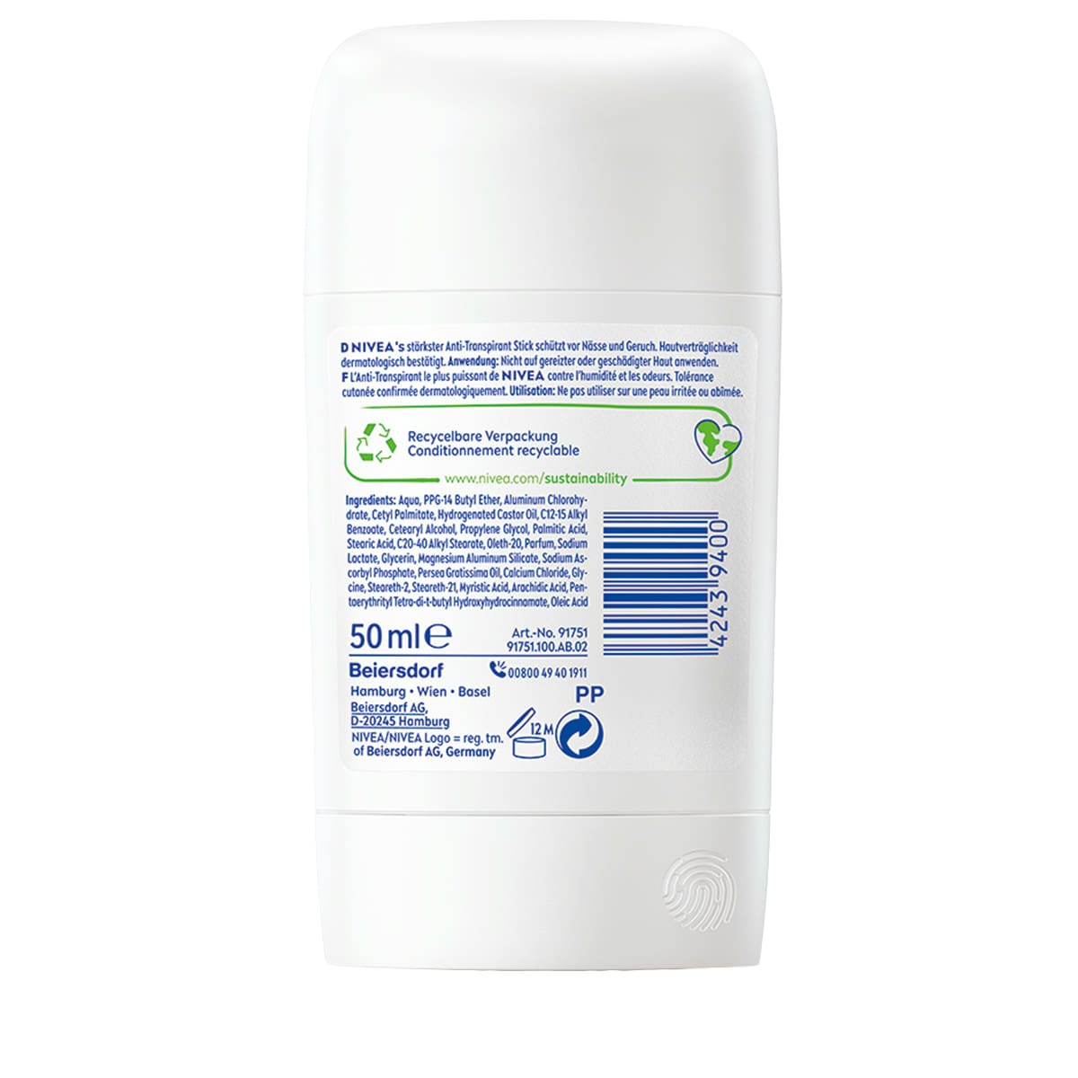 NIVEA • Deo Derma Dry Control Stick Women 50 ml • haar-shop.ch