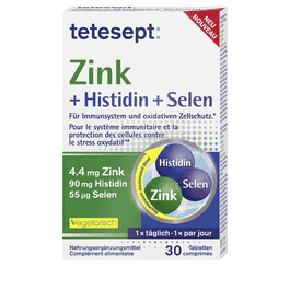 Tetesept • Zinc + Histidine + Selenium Supplements - 30 Tablets