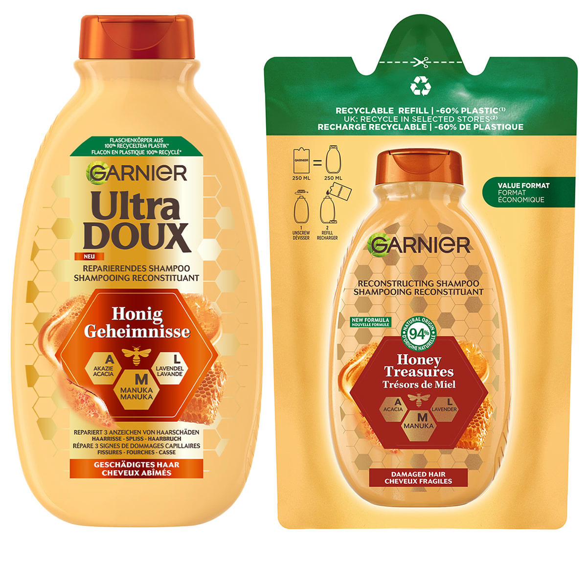 Garnier Ultra Doux Honig Shampoo Set • EcoPack • haar-shop.ch
