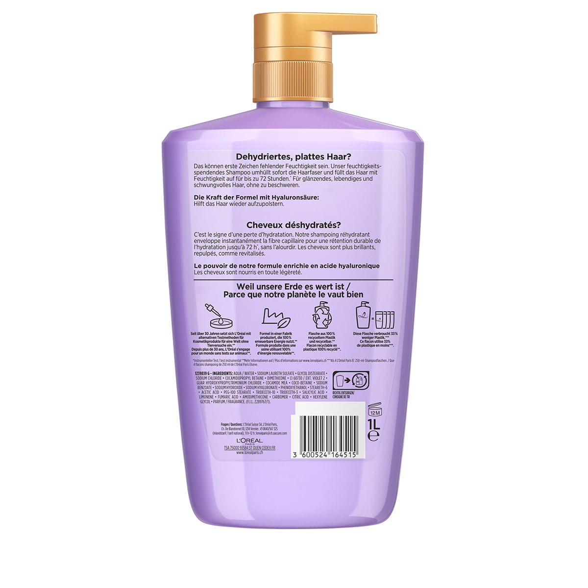 L'Oréal Paris • Hydra Hyaluron Shampoo 1L • Feuchtigkeit & Pflege