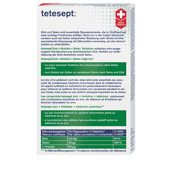 Tetesept • Zinc + Histidine + Selenium Supplements - 30 Tablets