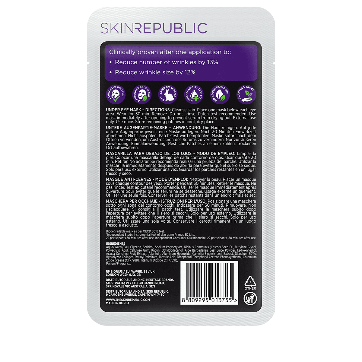 SkinRepublic • Collagen Hydrogel Eye Patches • haar-shop.ch